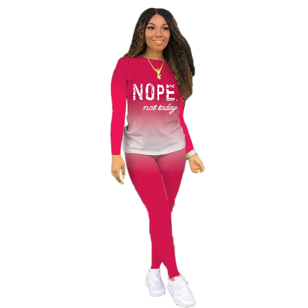 PINLI Tie Dye Sweatsuit for Women 2 Piece Outfits Plus Size Print Casual Long Sleeve Tops and Pants Two Loungewear Sets Rose Red M