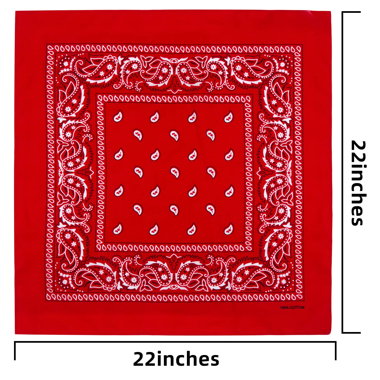cocopuss 22"X22" Cotton Bandanas for Men & Women Pasiley Cowboy Bandana Handkerchiefs for Hair