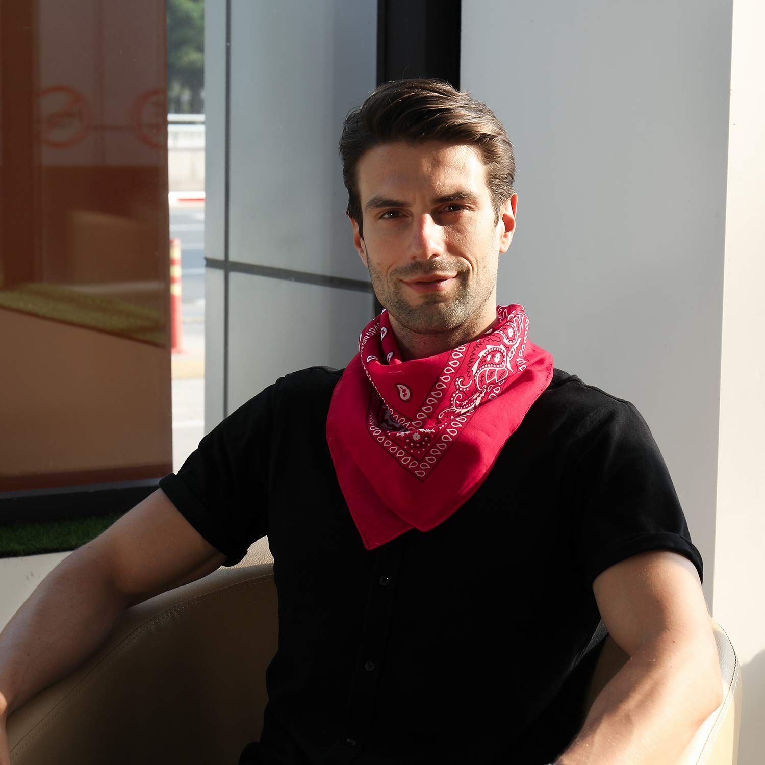 cocopuss 22"X22" Cotton Bandanas for Men & Women Pasiley Cowboy Bandana Handkerchiefs for Hair