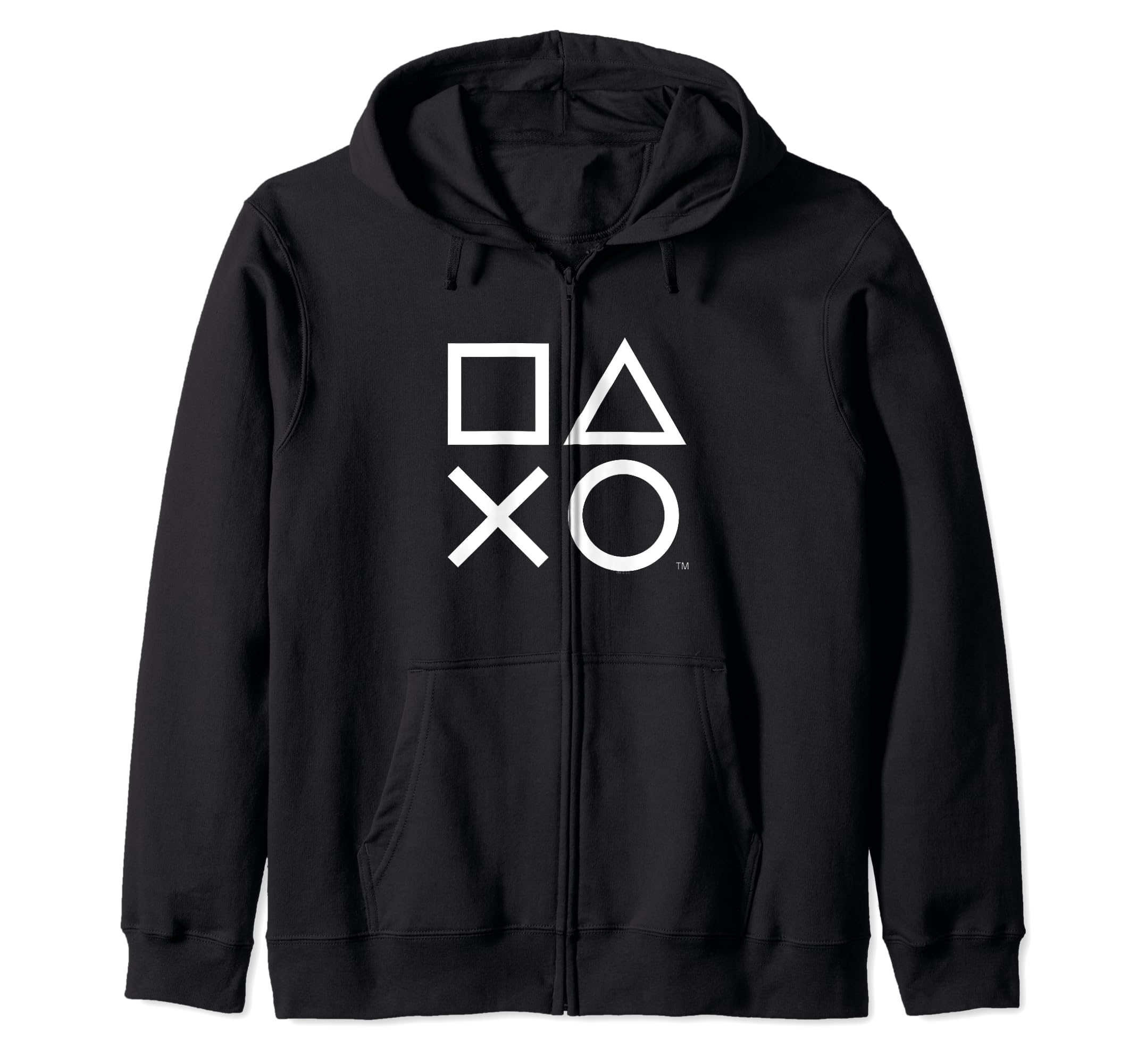 PlayStation PS5 Gamer Controller Icons in Classic White Zip Hoodie