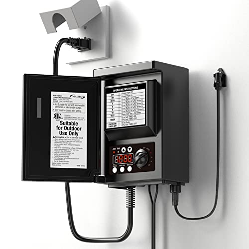 Malibu Low Voltage Transformer 120 Watt for Outdoor Landscape Lighting with Photocell Sensor Timer and Weather Shield for Spotlight Floodlight Garden Pathway Light 120V AC to 12V AC