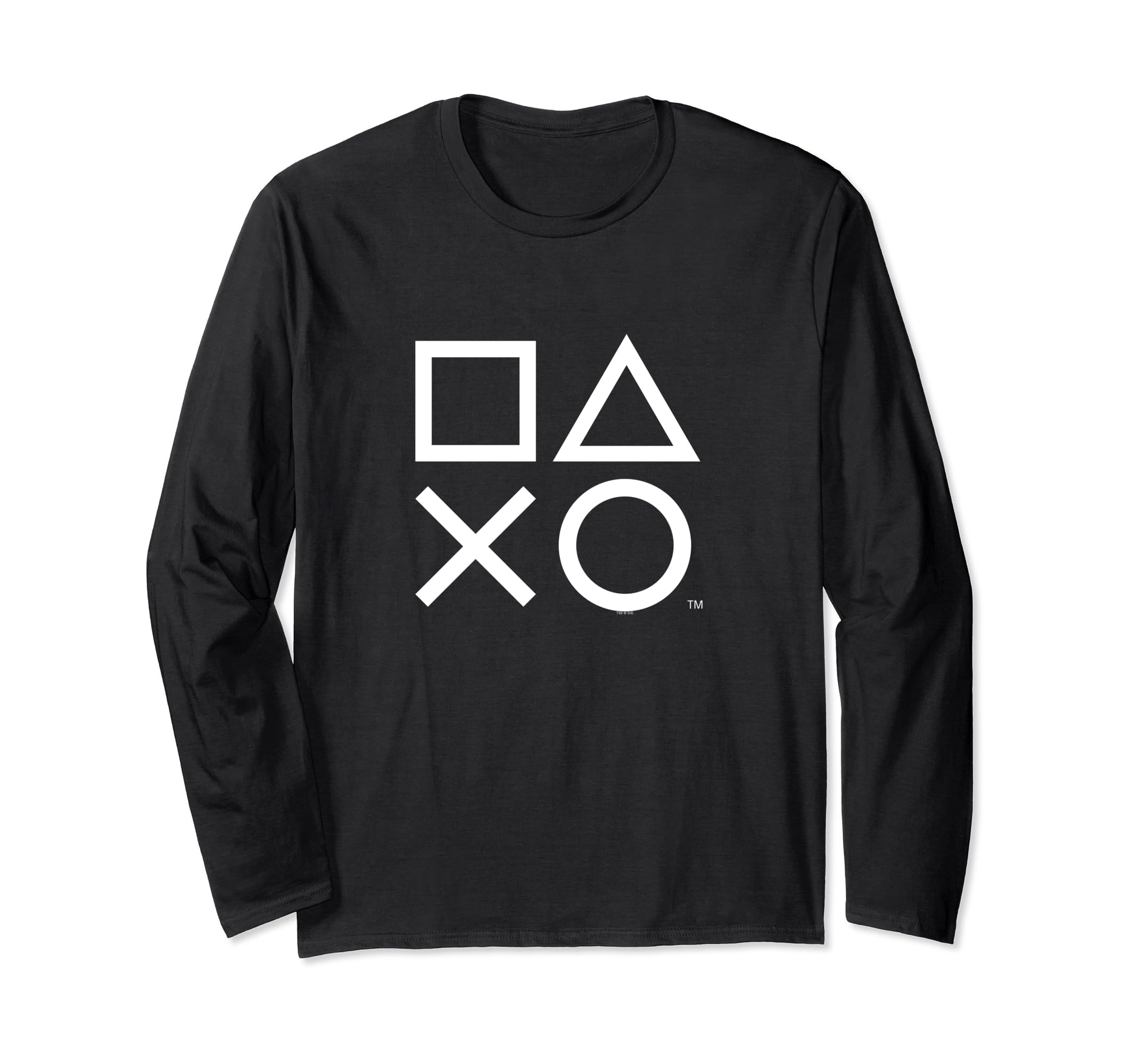 PlayStation PS5 Gamer Controller Icons in Classic White Long Sleeve T-Shirt