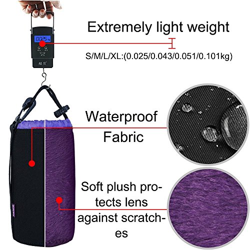 CADeN Lens Pouch Set 4 Pack Replacement Compatible for Canon, Nikon, Sony, Pentax, Olympus (Small, Medium, Large, X Large) Camera Lens Case Bag Thick Protective Neoprene Pouch Soft Plush for DSLR Lens