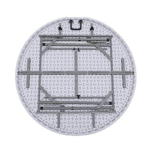 Aoeiye TL-48Y 4ft Round Folding Table Plastic Fold in Half w/Handle Heavy Duty Portable Indoor Outdoor for Garden Party Picnic Camping BBQ Dining Kitchen Wedding Market Event