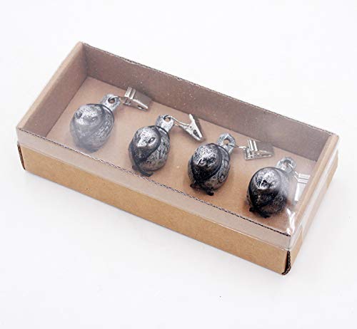 Funly mee (4PACK) Industrial Style Tablecloth Weights with Black Sliver Bird, for Outdoor Garden Party Picnic Tablecloths Heavy (Black Silver)