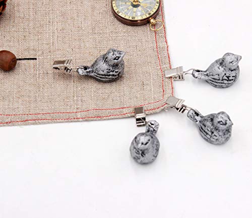 Funly mee (4PACK) Industrial Style Tablecloth Weights with Black Sliver Bird, for Outdoor Garden Party Picnic Tablecloths Heavy (Black Silver)