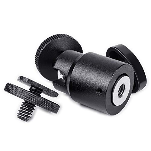 MAEXUS Hot Shoe Mount Adapter 1/4" Thread Mini Ball Head Ring Light Adapter for Cameras Camcorders Smartphone Microphone Gopro Canon LED Video Light Video Monitor Tripod Monopod (2 Pcs)