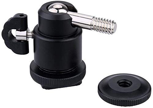 MAEXUS Hot Shoe Mount Adapter 1/4" Thread Mini Ball Head Ring Light Adapter for Cameras Camcorders Smartphone Microphone Gopro Canon LED Video Light Video Monitor Tripod Monopod (2 Pcs)
