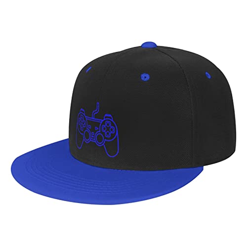 Adjustable Snapback Hat for Men Women, Game Consoles Controller Unisex Hip Hop Baseball Cap Trucker Dad Hats Blue