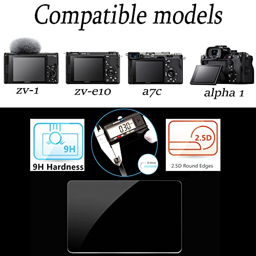 Screen Protector fit for Sony Alpha 1 a7II A7III a7SII a7SIII a7RII a7RIII a7RIV RX100VII RX100VI RX100V RX100IV RX100III RX100M2 A9II,ZV-E10 RX10IV, ZV-1,3 Packs PCTC Tempered Glass Screen Protector