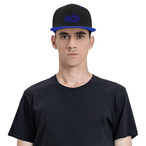 Adjustable Snapback Hat for Men Women, Game Consoles Controller Unisex Hip Hop Baseball Cap Trucker Dad Hats Blue