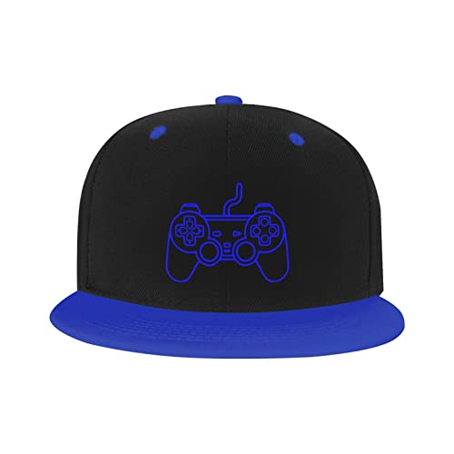 Adjustable Snapback Hat for Men Women, Game Consoles Controller Unisex Hip Hop Baseball Cap Trucker Dad Hats Blue