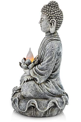 VP Home Zen and Tranquil Buddha Solar Powered Flickering LED Outdoor Decor Garden Light