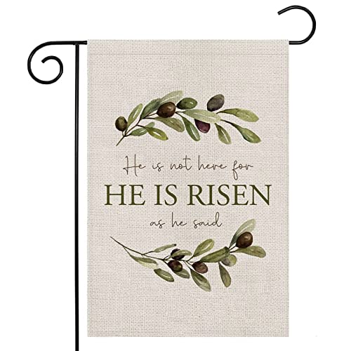 Easter Garden Flag for Outdoor,He is Risen Eucalyptus Wreath Yard Flag,Small Spring Decors for Outside Farmhouse Holiday 12x18 Double Sided