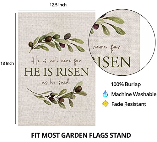 Easter Garden Flag for Outdoor,He is Risen Eucalyptus Wreath Yard Flag,Small Spring Decors for Outside Farmhouse Holiday 12x18 Double Sided