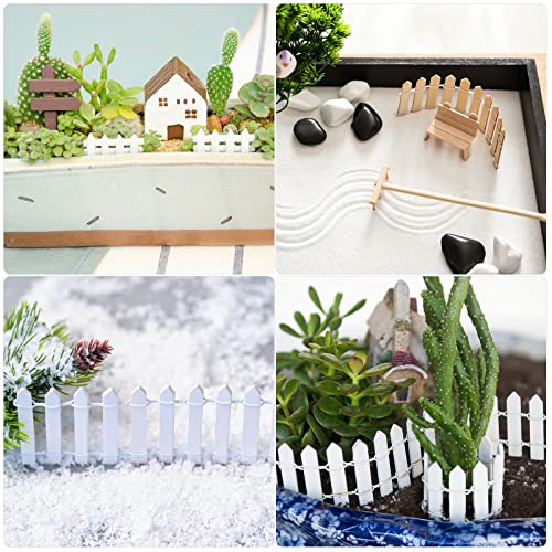 MECCANIXITY Miniature Garden Fence, 35 Inch Long Wood Ornament Wooden Decorative Picket Fence for DIY Crafts Project, Red