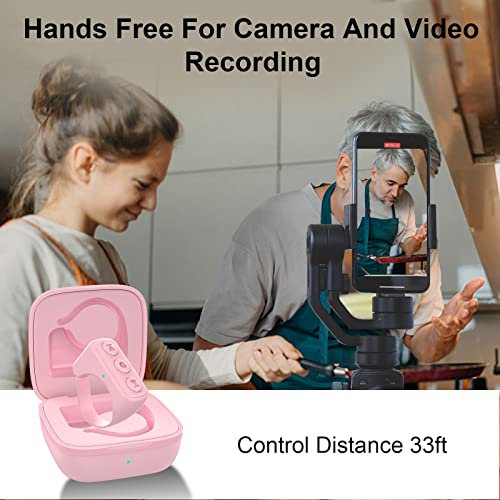 TIK Tok Bluetooth Remote Control Page Turner for iPhone Android Ipad Cell Phone Camera Remote Shutter Selfie Button, Bluetooth Ring (Pink)