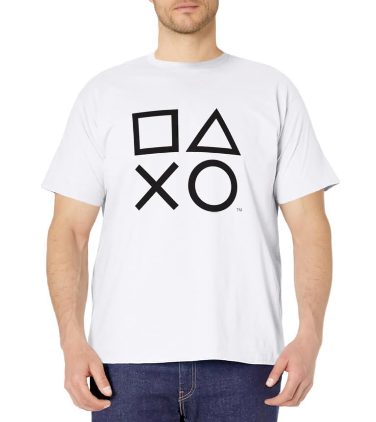 PlayStation PS5 Gamer Controller Icons in Classic Black T-Shirt