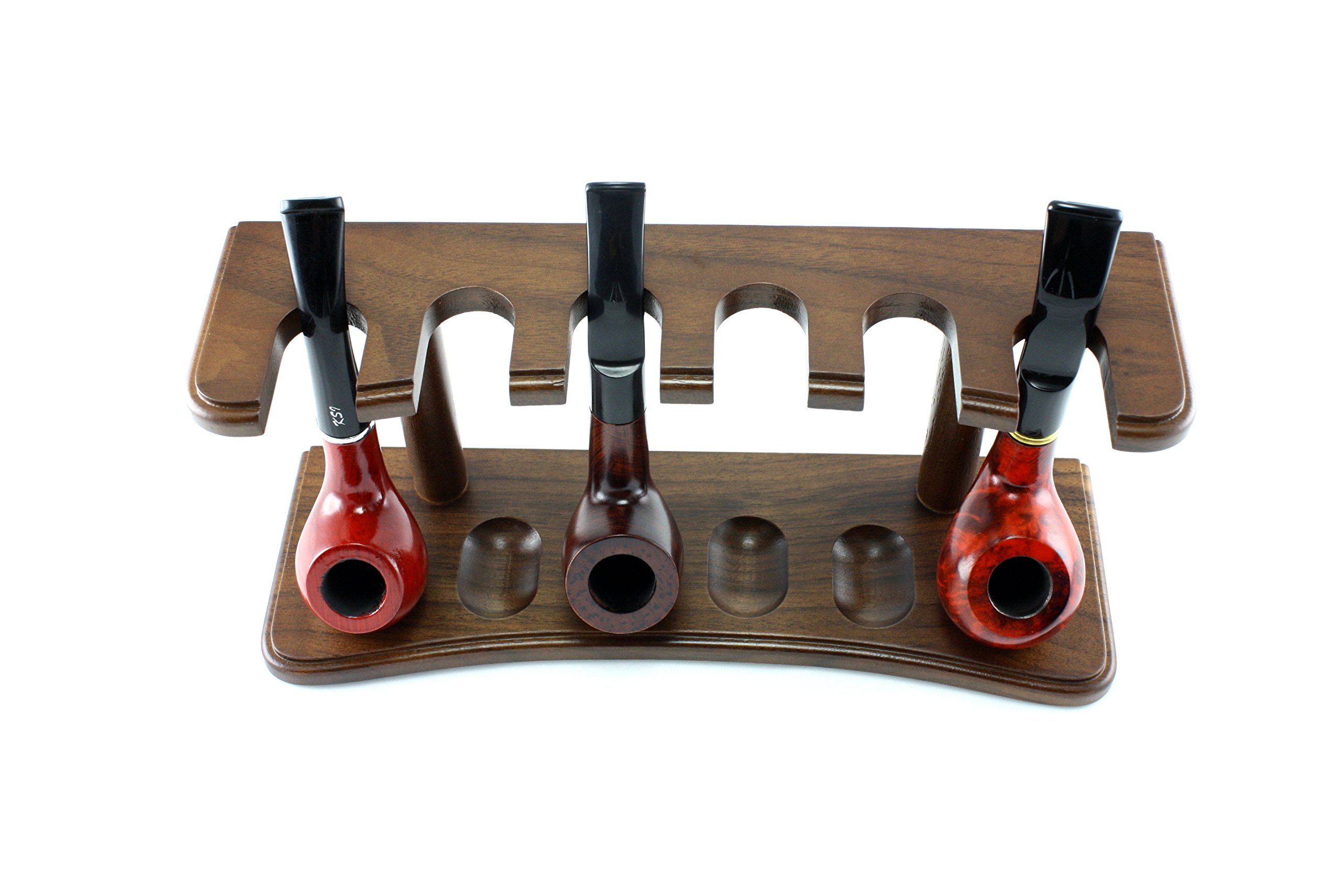 Skyway 6 Pipe Wood Tobacco Pipe Stand Rack Holder - Walnut Brown
