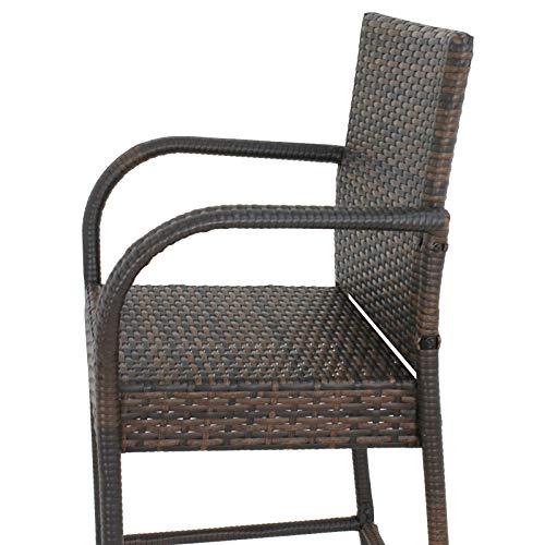 ZENY Set of 2 Wicker Barstool All Weather Dining Chairs Outdoor Patio Furniture Wicker Chairs Bar Stool with Armrest