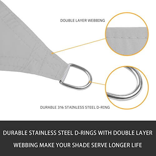 Artpuch 10'x13' Light Grey Waterproof Sun Shade Sail Canopy Cover for Patio Outdoor, 185 GSM Water Resistant Rectangle Backyard Shade Sail for Garden Playground
