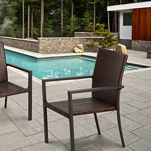 BALI OUTDOORS Gas Firepit Chairs Outdoor Wicker Patio Dining Set, Set of 2 Stackable Outdoor Wicker Chairs for Patio, Garden, Yards, Indoor, Multibrown