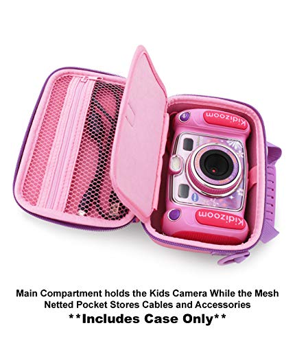 CASEMATIX Pink Camera Case Compatible with VTech KidiZoom Camera - Protective Travel Case with Shoulder Strap Compatible with VTech KidiZoom Duo Selfie Cam, Pix, Twist Connect and More!