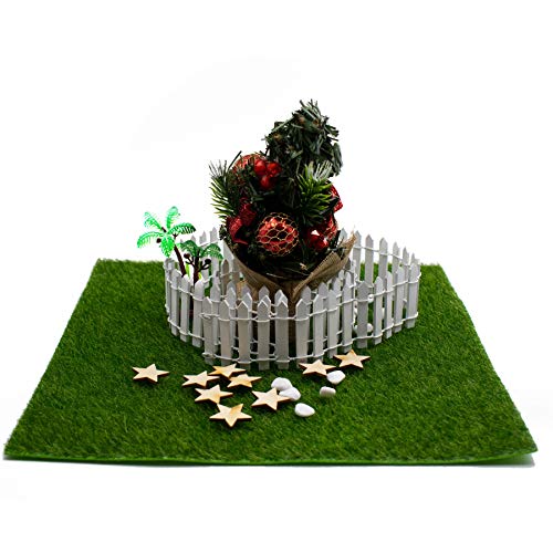 AUEAR, 35 Inch Long Mini Fairy Garden Fence Wood Ornament Wooden Decorative Picket Fence for DIY Crafts Project (White, 2-Pack)