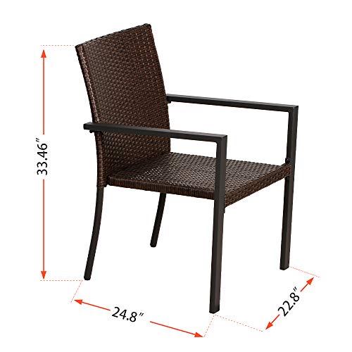 BALI OUTDOORS Gas Firepit Chairs Outdoor Wicker Patio Dining Set, Set of 2 Stackable Outdoor Wicker Chairs for Patio, Garden, Yards, Indoor, Multibrown