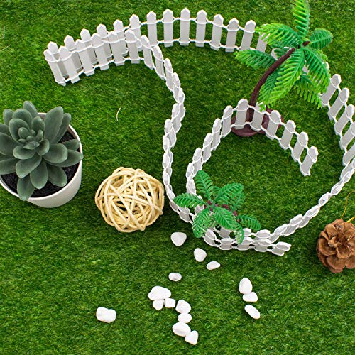 AUEAR, 35 Inch Long Mini Fairy Garden Fence Wood Ornament Wooden Decorative Picket Fence for DIY Crafts Project (White, 2-Pack)