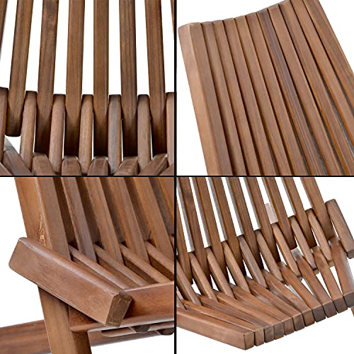 Daxue Folding Garden Chairs Solid Wood Outside Foldable Low Profile Acacia Wood Lounge Chair for Indoor Outdoor Handcrafted Patio Seating No Assembly Required Beach Yard Balcony Furniture