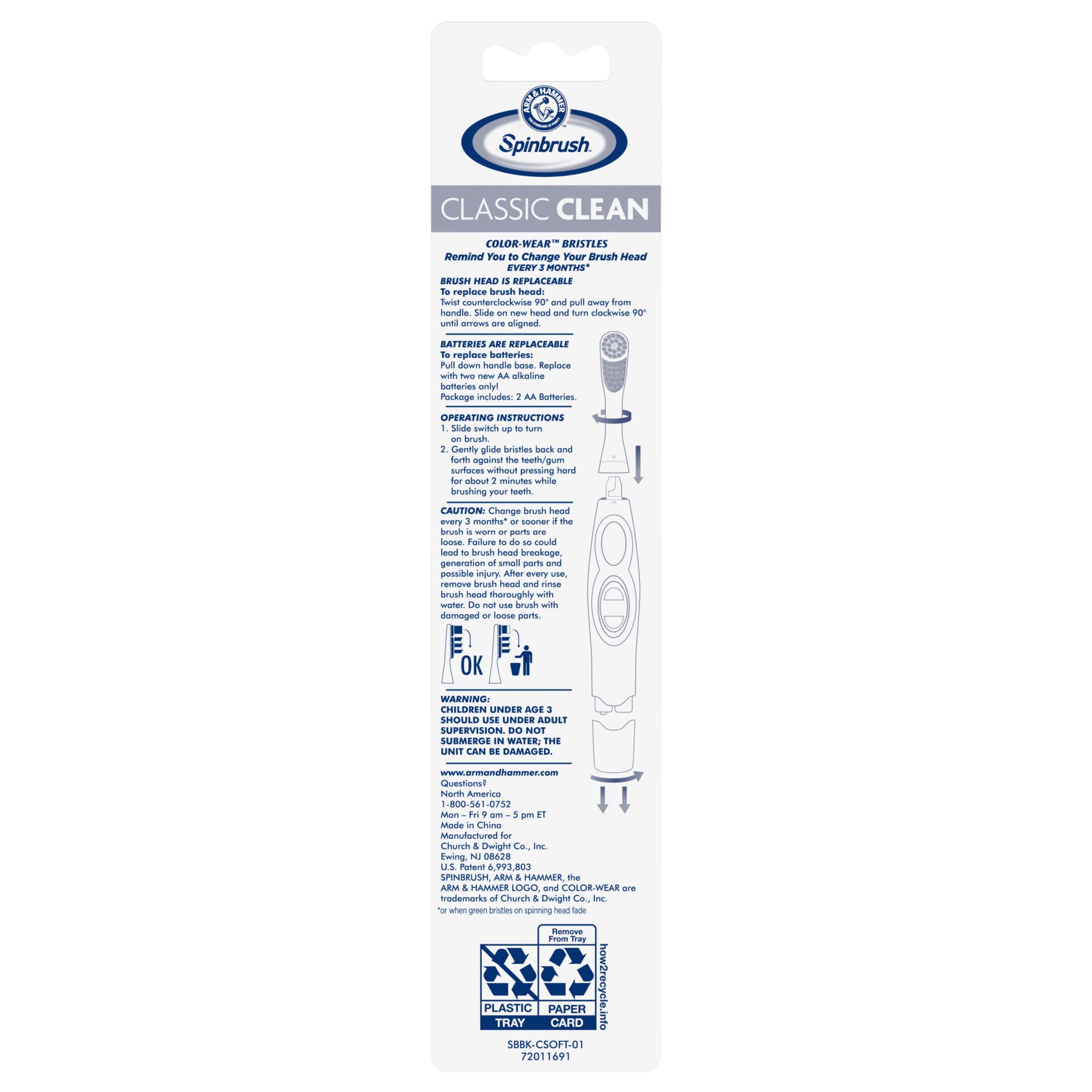 Arm & Hammer Spinbrush Classic Clean Powered Toothbrush, 1 Count