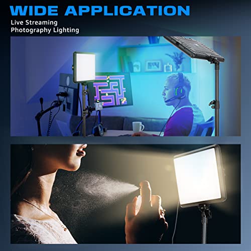 2-Pack LED Video Light Kit, NiceVeedi Studio Light, 2800-6500K Dimmable Photography Lighting Kit with Tripod Stand&Phone Holder, 73" Stream Light for Video Recording, Game Streaming, YouTube