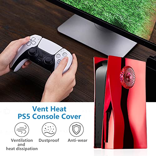 PEPPER JOBS Electroplating Red Vent Heat Console Cover Hard Shockproof Console Skin Case ABS Anti-Scratch Dustproof for Console Disc Edition