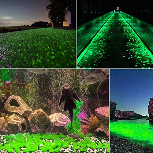 Ebliiny 500 Pcs Glow in The Dark Garden Pebbles, Gardening Luminous Glow Stones Outdoor Decor Glowing Water Fish Tank Gravel (Green)