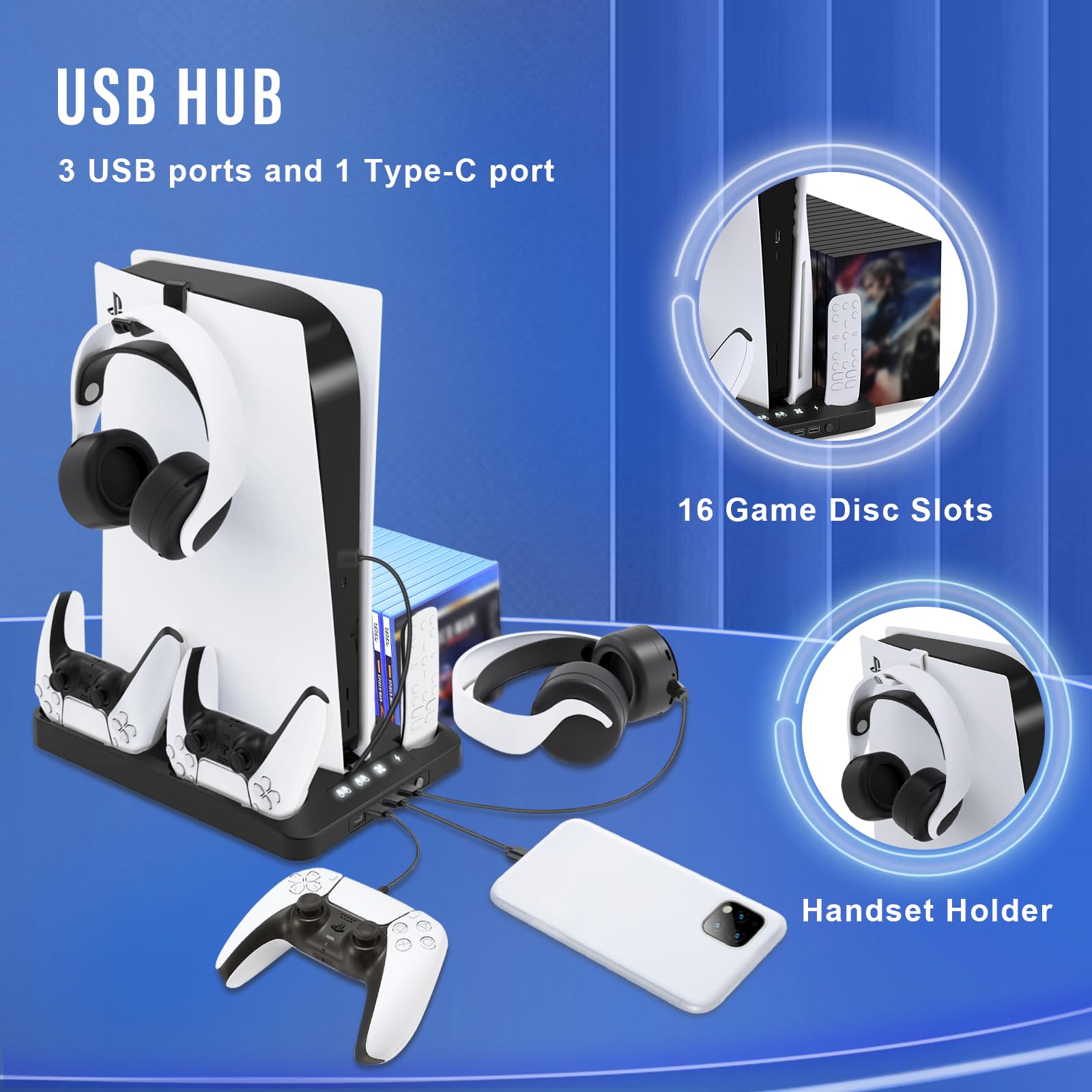 QUUREN PS5 Stand Cooling Station PS5 Stand Cooling Station