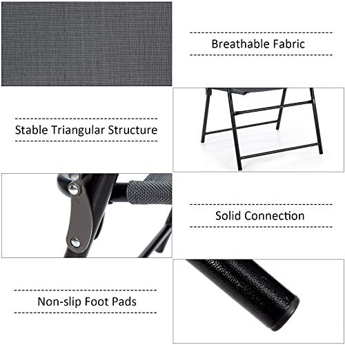 Safstar Patio Sling Chairs, Outdoor Folding Patio Chair Set w/Curved Armrest & High Backrest, Great for Garden Camping Yard Pool, Set of 4