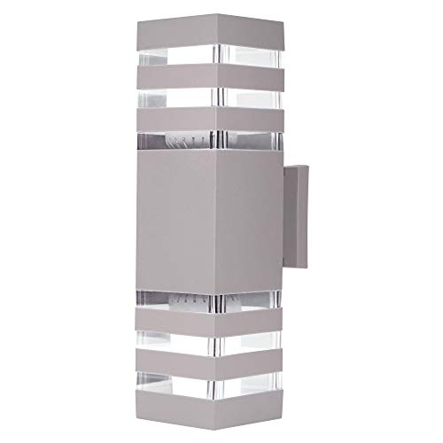 AOZBZ Modern Outdoor Wall Light, Waterproof Aluminum Wall Mount Light Fixtures, Up Down Dual Head E27 Lighting Source, AC 85-240V Porch Lights for Courtyard Garden Corridor