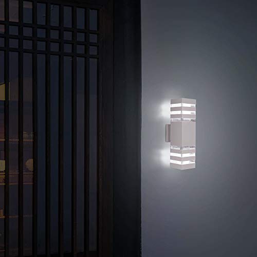 AOZBZ Modern Outdoor Wall Light, Waterproof Aluminum Wall Mount Light Fixtures, Up Down Dual Head E27 Lighting Source, AC 85-240V Porch Lights for Courtyard Garden Corridor