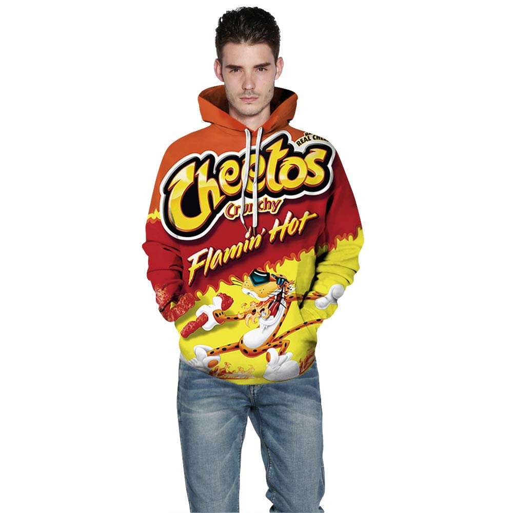 jiazery QZ Men's Novelty Cheetos Hoodie Realistic 3D Print Pullover Unisex Casual Long Sleeve Sweatshirt (NewOne-L)