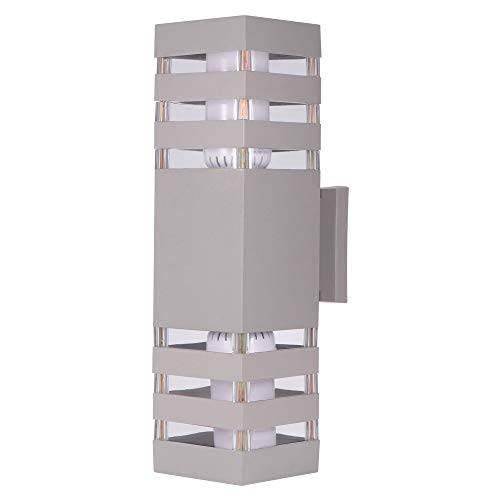 AOZBZ Modern Outdoor Wall Light, Waterproof Aluminum Wall Mount Light Fixtures, Up Down Dual Head E27 Lighting Source, AC 85-240V Porch Lights for Courtyard Garden Corridor