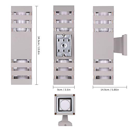 AOZBZ Modern Outdoor Wall Light, Waterproof Aluminum Wall Mount Light Fixtures, Up Down Dual Head E27 Lighting Source, AC 85-240V Porch Lights for Courtyard Garden Corridor