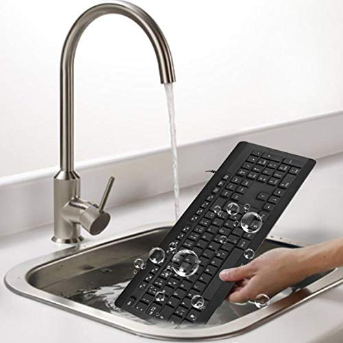 BoxWave Keyboard Compatible with ASUS ROG Zephyrus G14 WQXGA Laptop (GA402RJ) - AquaProof USB Keyboard, Washable Waterproof Water Resistant USB Keyboard - Jet Black