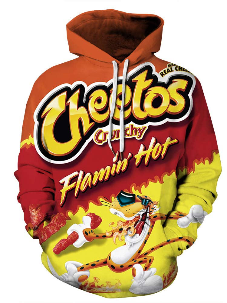 jiazery QZ Men's Novelty Cheetos Hoodie Realistic 3D Print Pullover Unisex Casual Long Sleeve Sweatshirt (NewOne-L)
