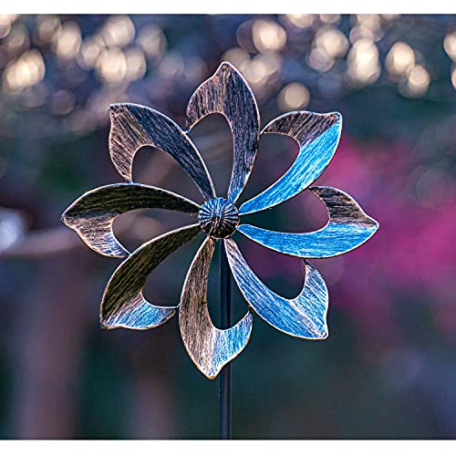 SteadyDoggie Wind Spinner Dahlia 61in Single Blade Easy Spinning Kinetic Wind Spinner for Outside β Vertical Metal Sculpture Stake Construction for Outdoor Yard Lawn & Garden
