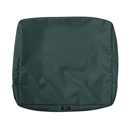 Classic Accessories Ravenna Water-Resistant 25 x 22 x 4 Inch Outdoor Back Cushion Slip Cover, Patio Furniture Cushion Cover, Mallard Green, Patio Furniture Cushion Covers