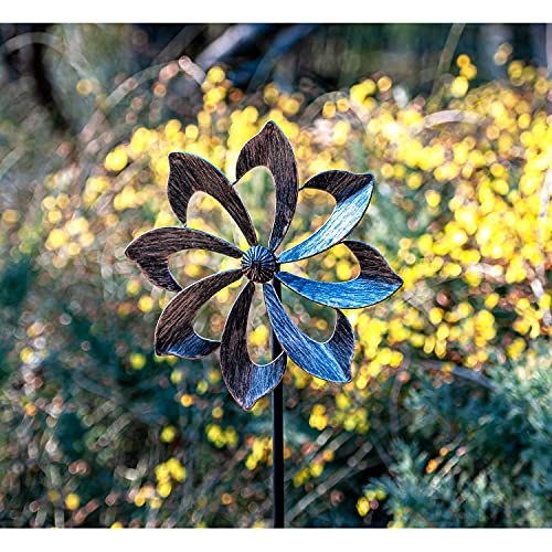 SteadyDoggie Wind Spinner Dahlia 61in Single Blade Easy Spinning Kinetic Wind Spinner for Outside β Vertical Metal Sculpture Stake Construction for Outdoor Yard Lawn & Garden