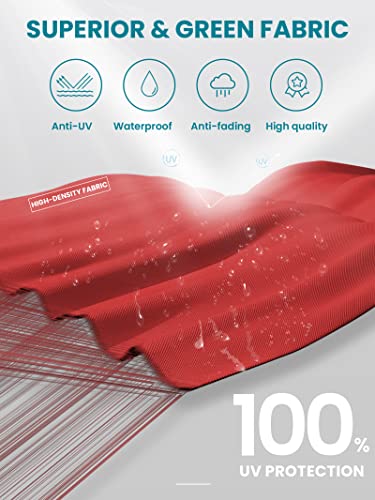 JEAREY 9FT Square Cantilever Patio Umbrella Double Top Roating Outdoor Offset Umbrella Heavy Duty Sun Umbrella for Patio Lawn Garden Backyard and Pool, RED