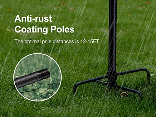 Flanagan String Light Poles 2-Pack,9FT Poles for Outdoor String Lights,Adjustable Metal Light Pole Stand, Spiral Sturdy Anchor for Patio, Garden, Backyard,Wedding Light Poles