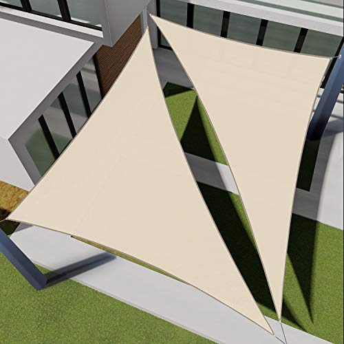 E&K Sunrise 8' x 8' x 11.3' Beige Sun Shade Sail Right Triangle UV Block Durable Awning UV Block Canopy Perfect for Patio Backyard Lawn Garden Outdoor Activities -Customized